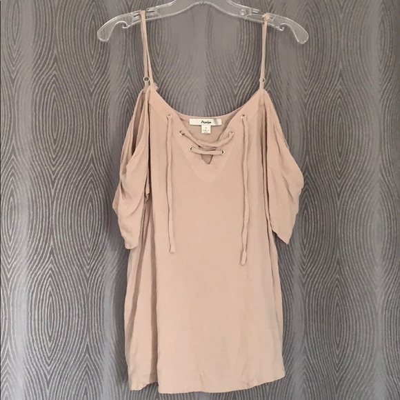 Papaya | Tops | Taupe Cold Shoulder Lace Up Top | Poshmark